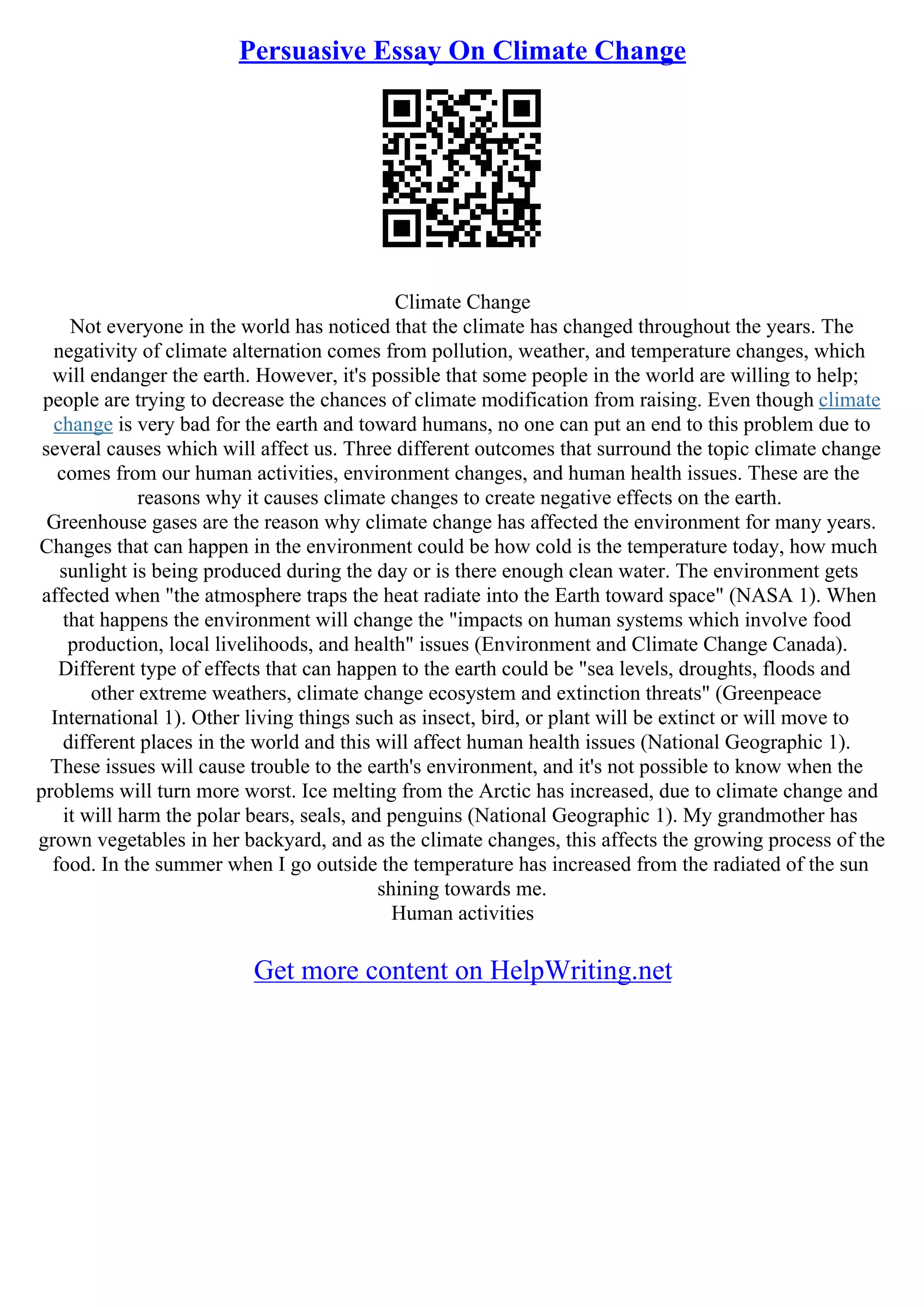 Essay About Climate Change | PDF