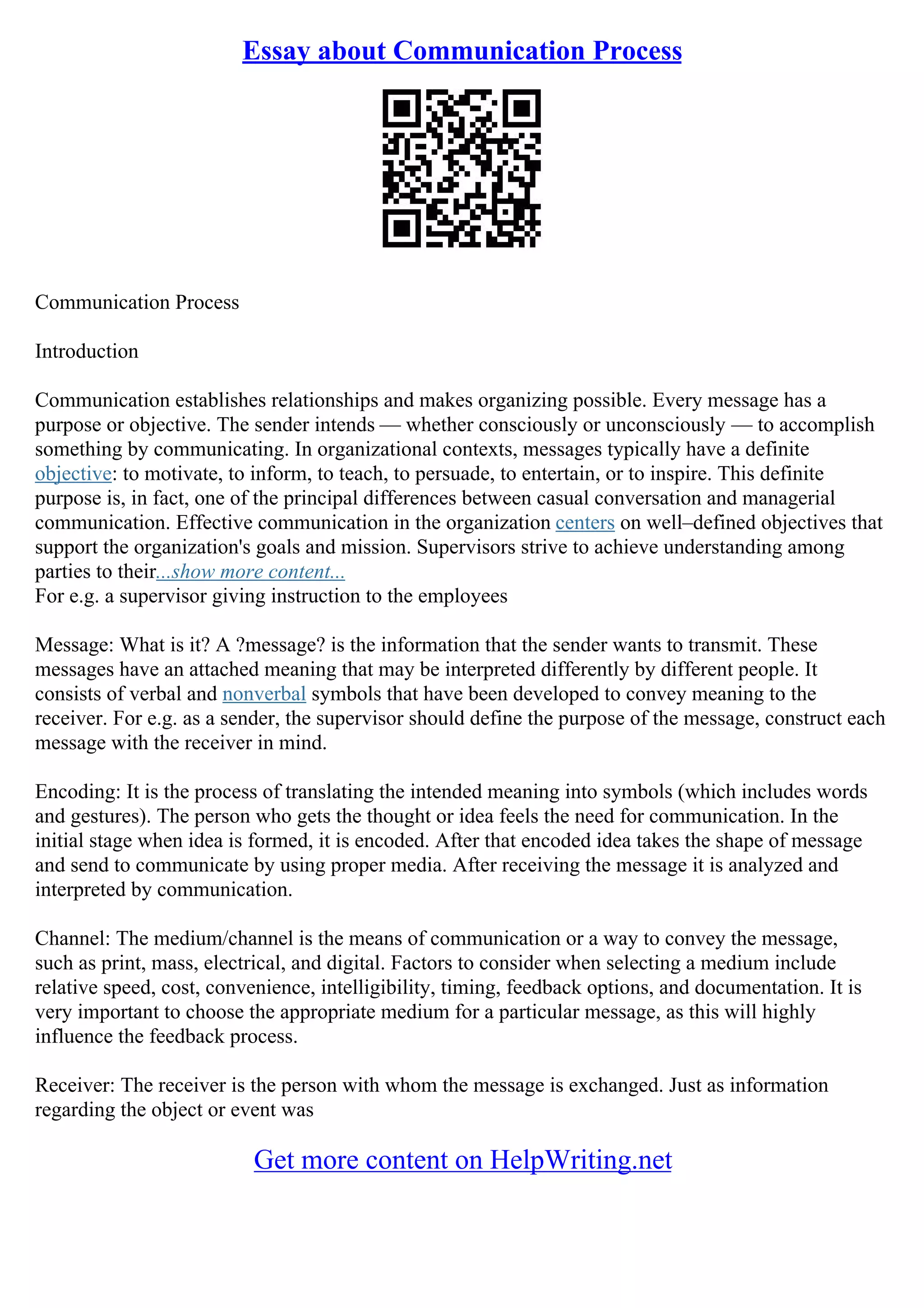 Essay About Communication | PDF