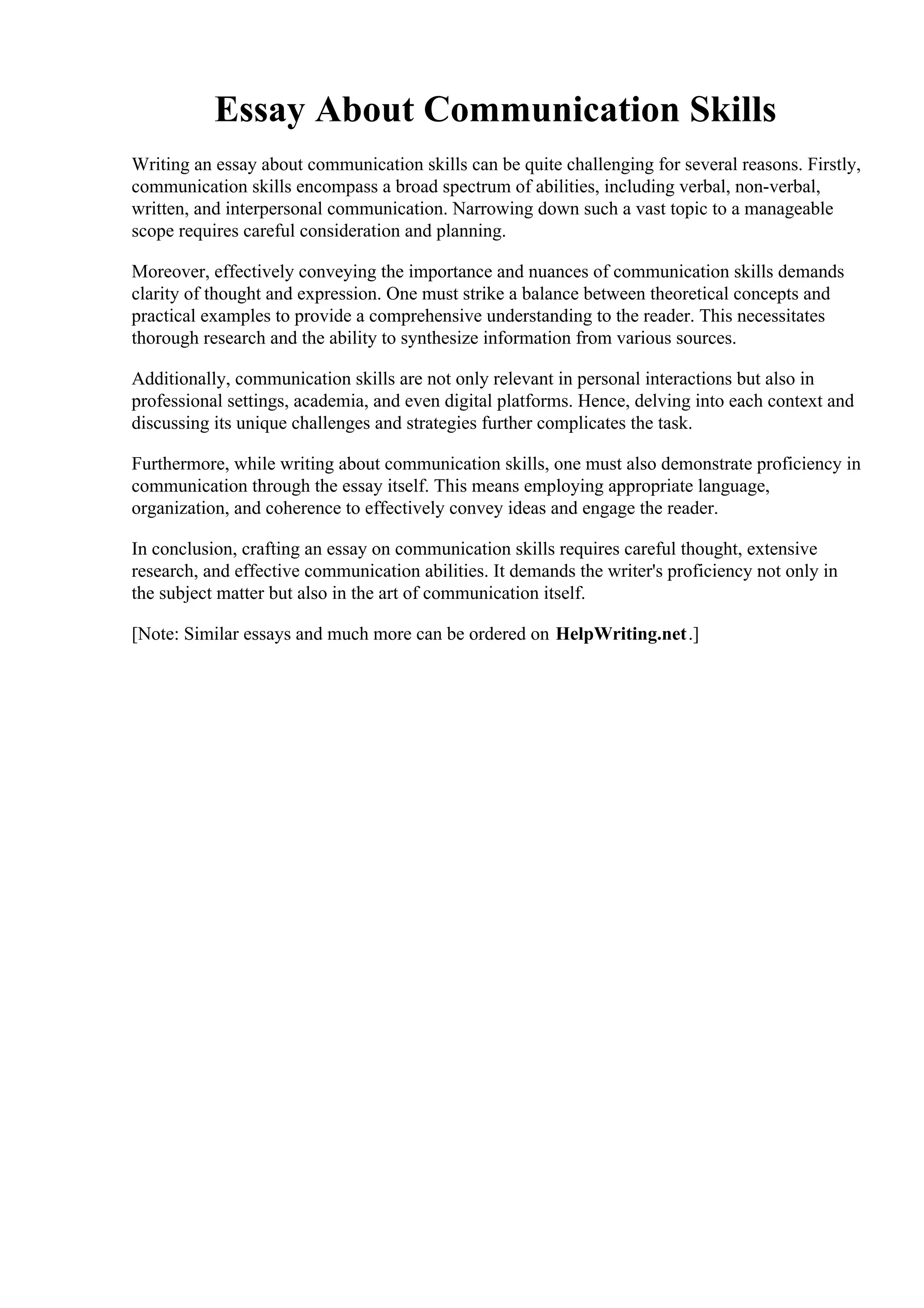 Essay About Communication Skills.pdfEssay About Communication Skills ...