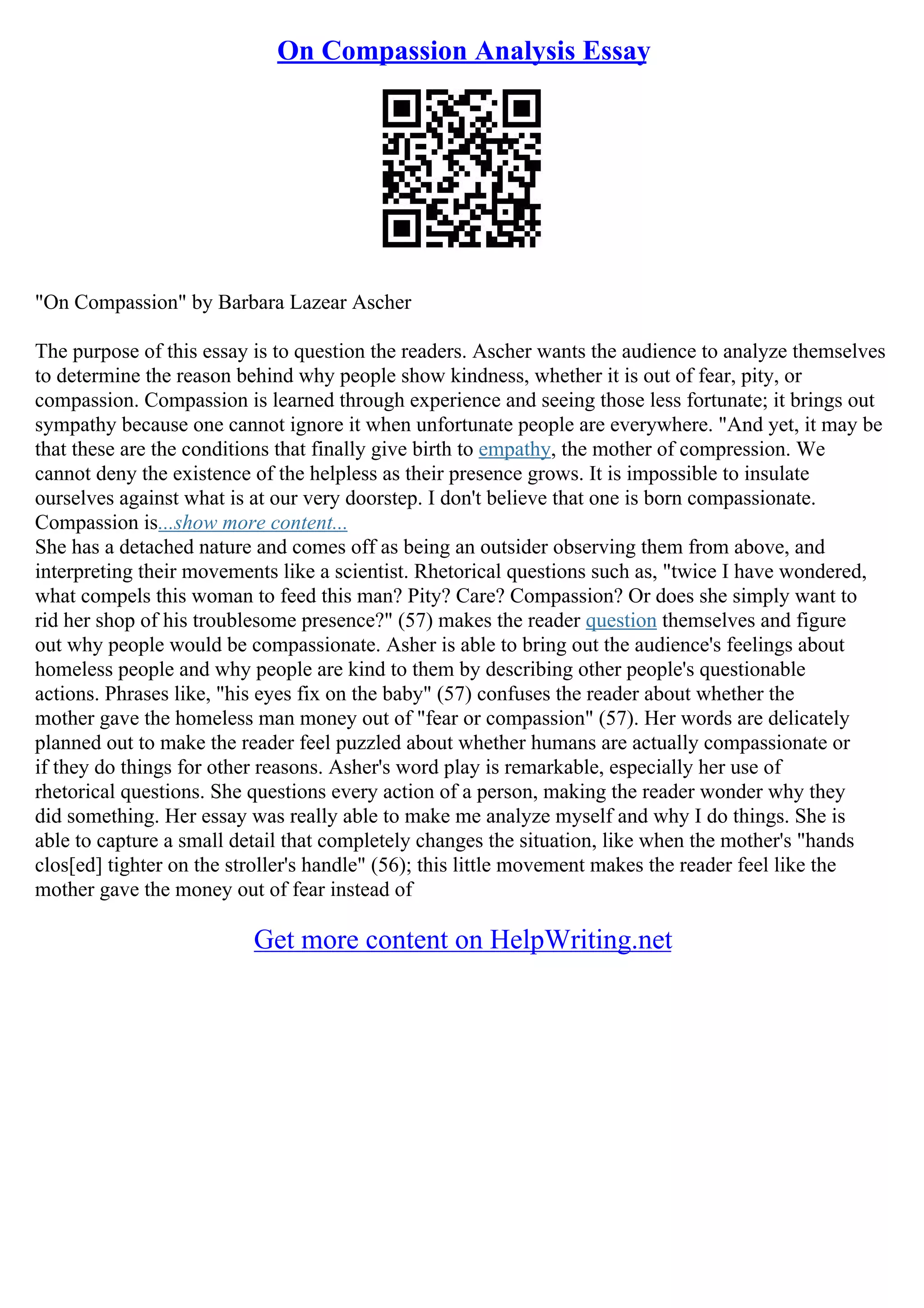 Essay About Compassion | PDF