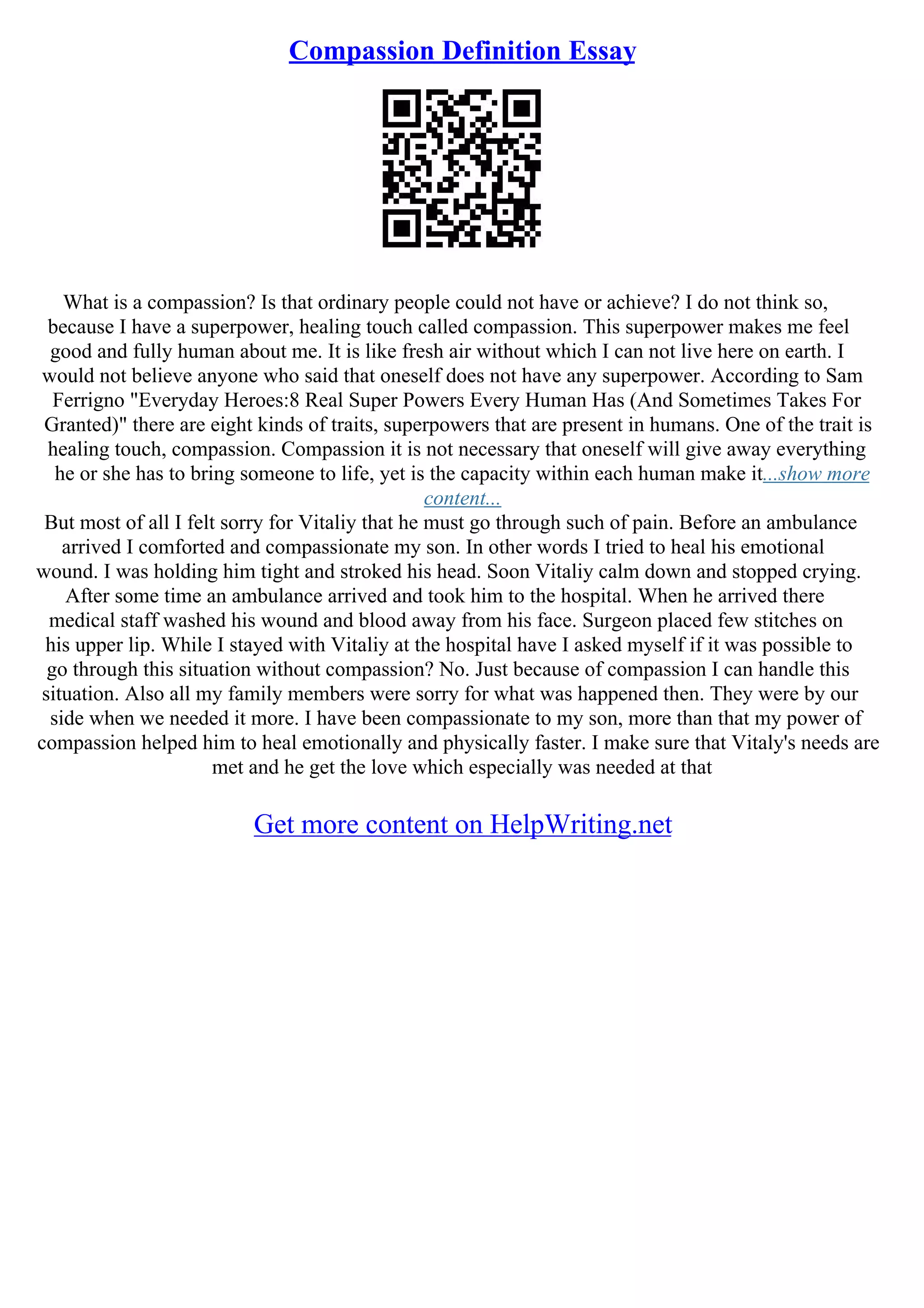 Essay About Compassion | PDF