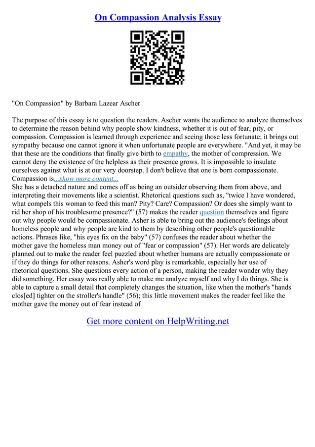 Essay About Compassion | PDF | Diseases and Conditions | Medical Health