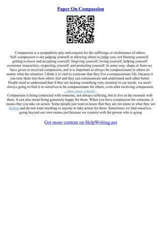 Essay About Compassion | PDF