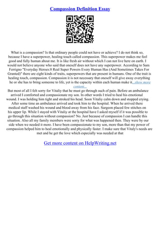 Essay About Compassion | PDF