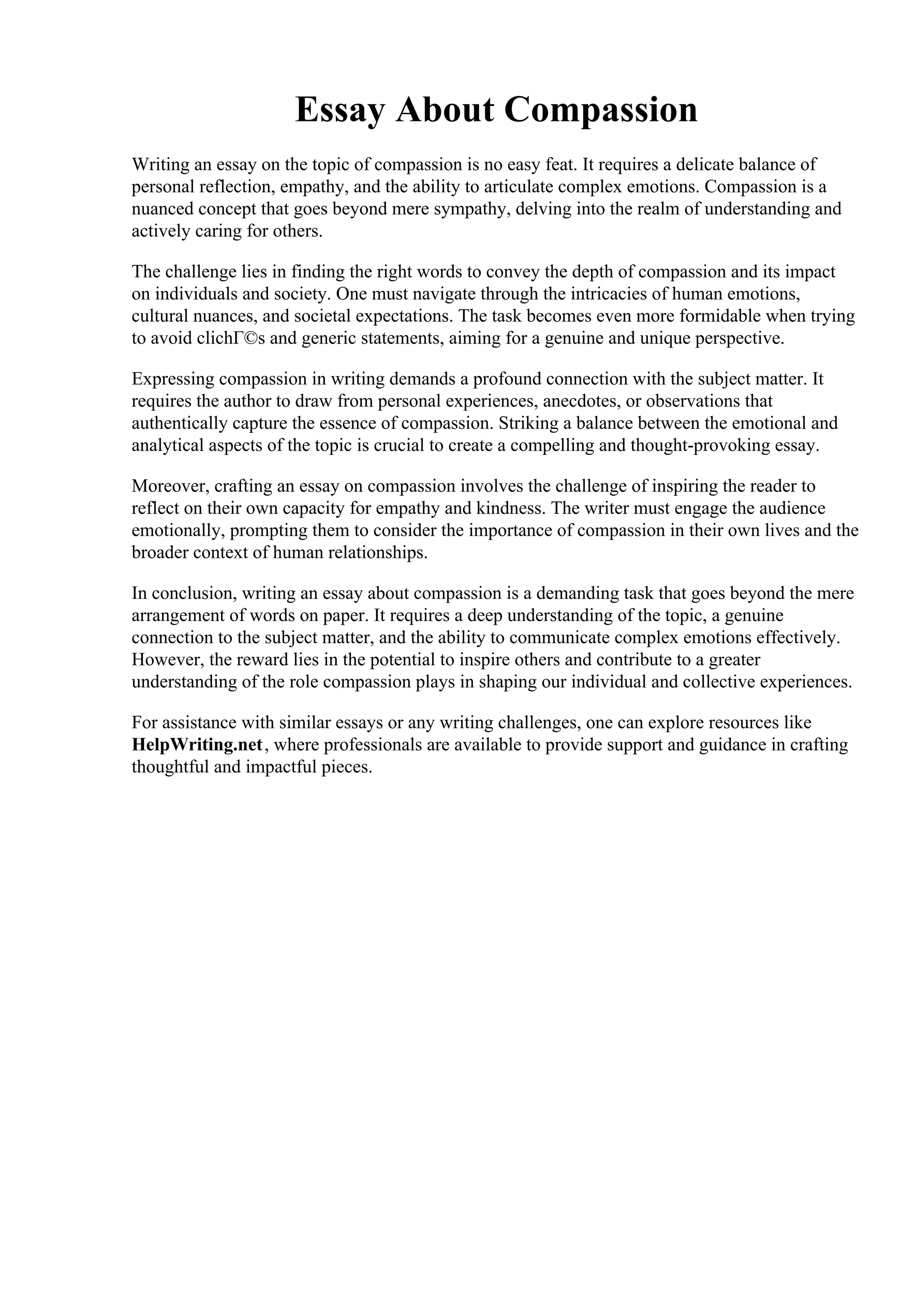 Essay About Compassion | PDF