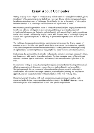 Essay About Computer | PDF
