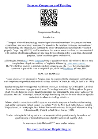 Essay About Computers | PDF