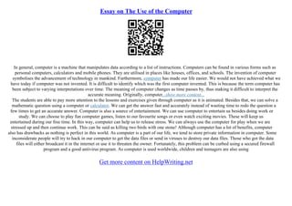 Essay About Computers | PPT