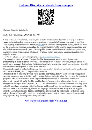 Essay About Cultural Diversity | PDF