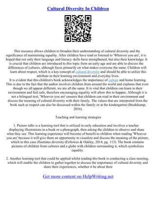 Essay About Cultural Diversity | PDF