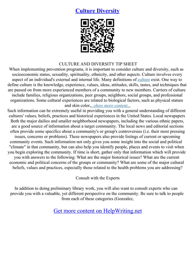 Essay About Cultural Diversity | PDF