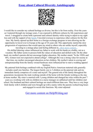 Essay About Cultural Diversity | PDF