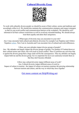Essay About Cultural Diversity | PDF