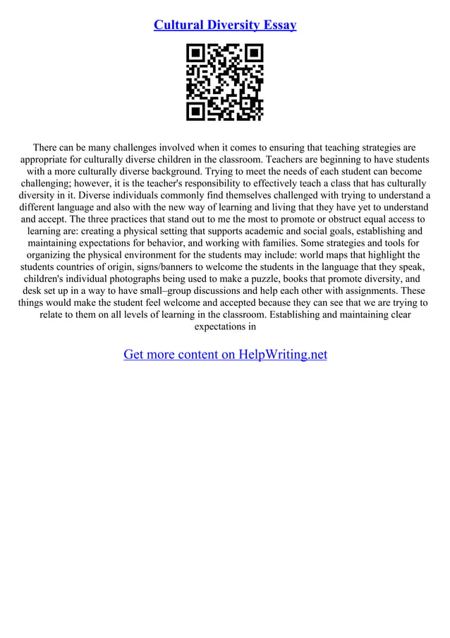 Essay About Cultural Diversity | PDF