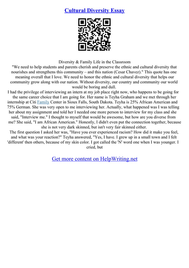 Essay About Cultural Diversity | PDF