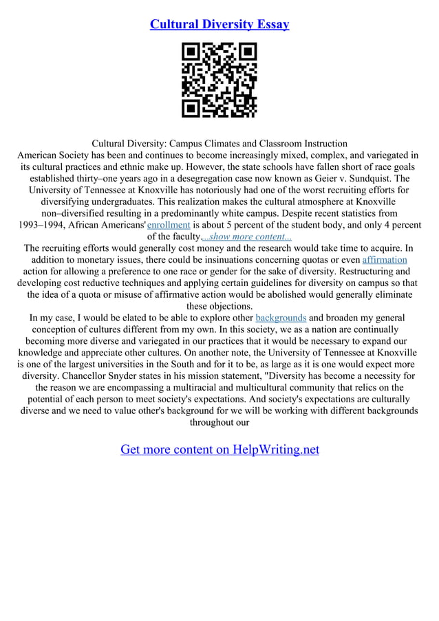 Essay About Cultural Diversity | PDF