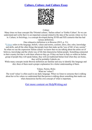 Essay About Culture | PDF