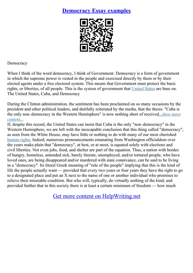 Essay About Democracy | PDF