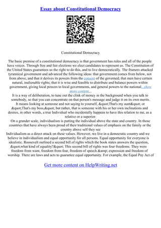 Essay About Democracy | PDF