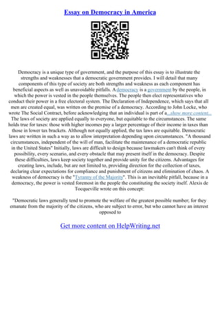 Essay About Democracy | PDF