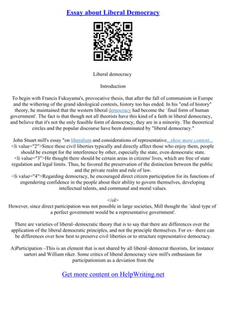 Essay About Democracy | PDF