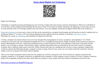 Essay About Digital Art Technology | PPT