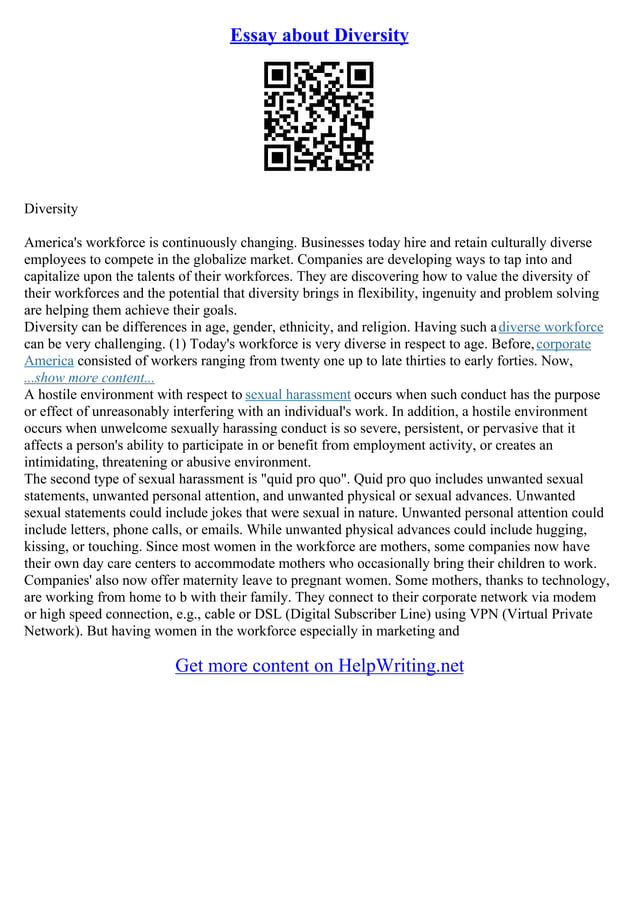 Essay About Diversity | PDF