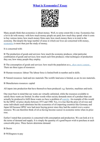 Essay About Economic | PDF