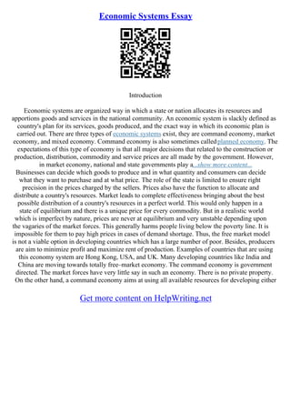 Essay About Economic | PDF