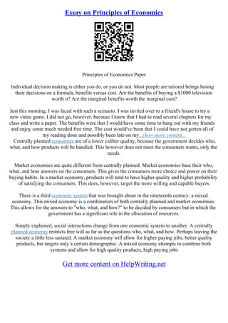 Essay About Economic | PDF