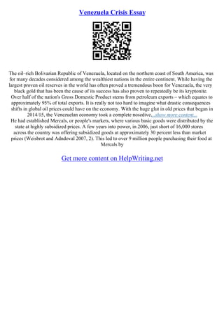 Essay About Economic Crisis | PDF | Financial Crisis | Economy