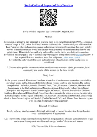 Essay About Ecotourism | PDF