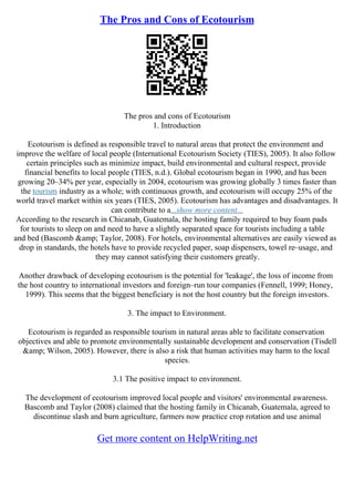 Essay About Ecotourism | PDF
