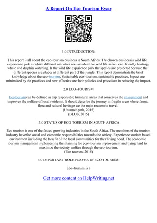 Essay About Ecotourism | PDF