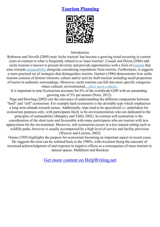 Essay About Ecotourism | PDF