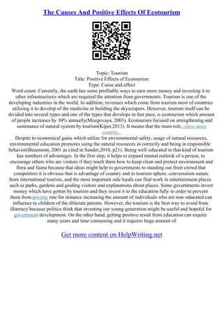 Essay About Ecotourism | PDF