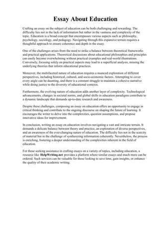 Essay About Education | PDF