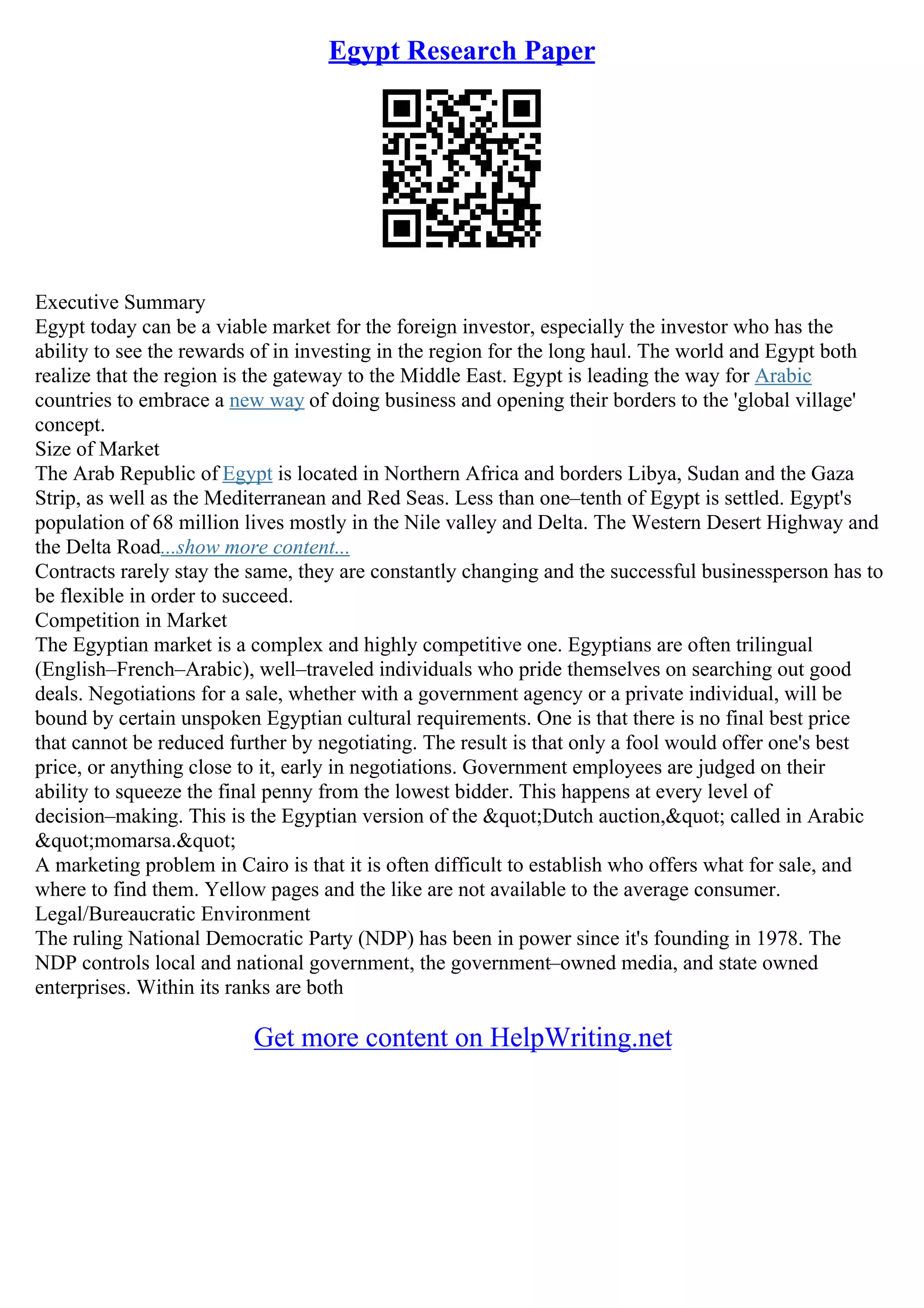 Essay About Egypt | PDF