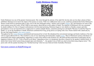 Essay About Emily Dickinson | PDF | Poetry | Books and Literature