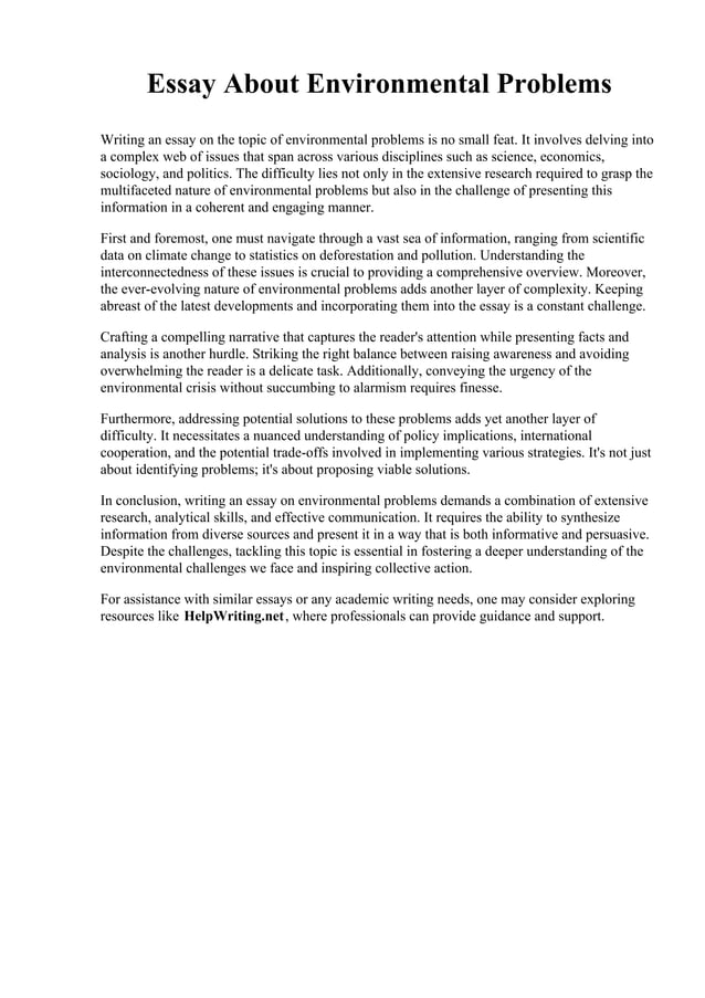 Essay About Environmental Problems | PDF | Environment | Science
