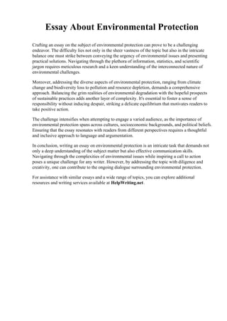 Essay About Environmental Protection.pdf | Environmental Services ...