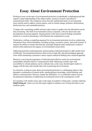 Essay About Environment Protection. Save environment essay https://www ...