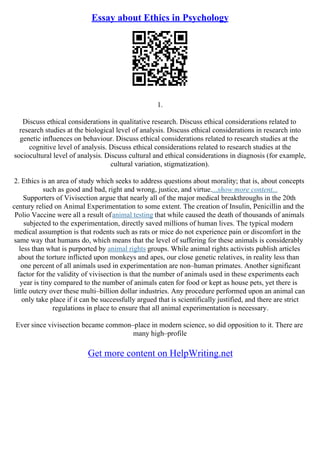 Essay About Ethics | PDF