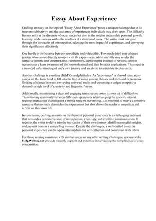 Essay About Experience | PDF