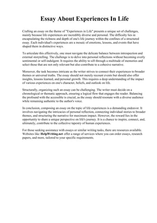 Essay About Experiences In Life.pdf