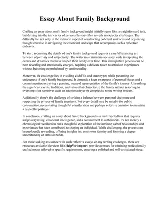 Essay About Family Background. University of Washington Bothell | PDF