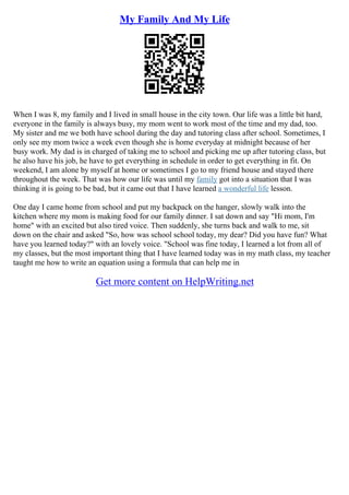 Essay About Family Life | PDF