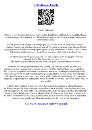 Essay About Family Life | PDF | Parenting | Family and Relationships