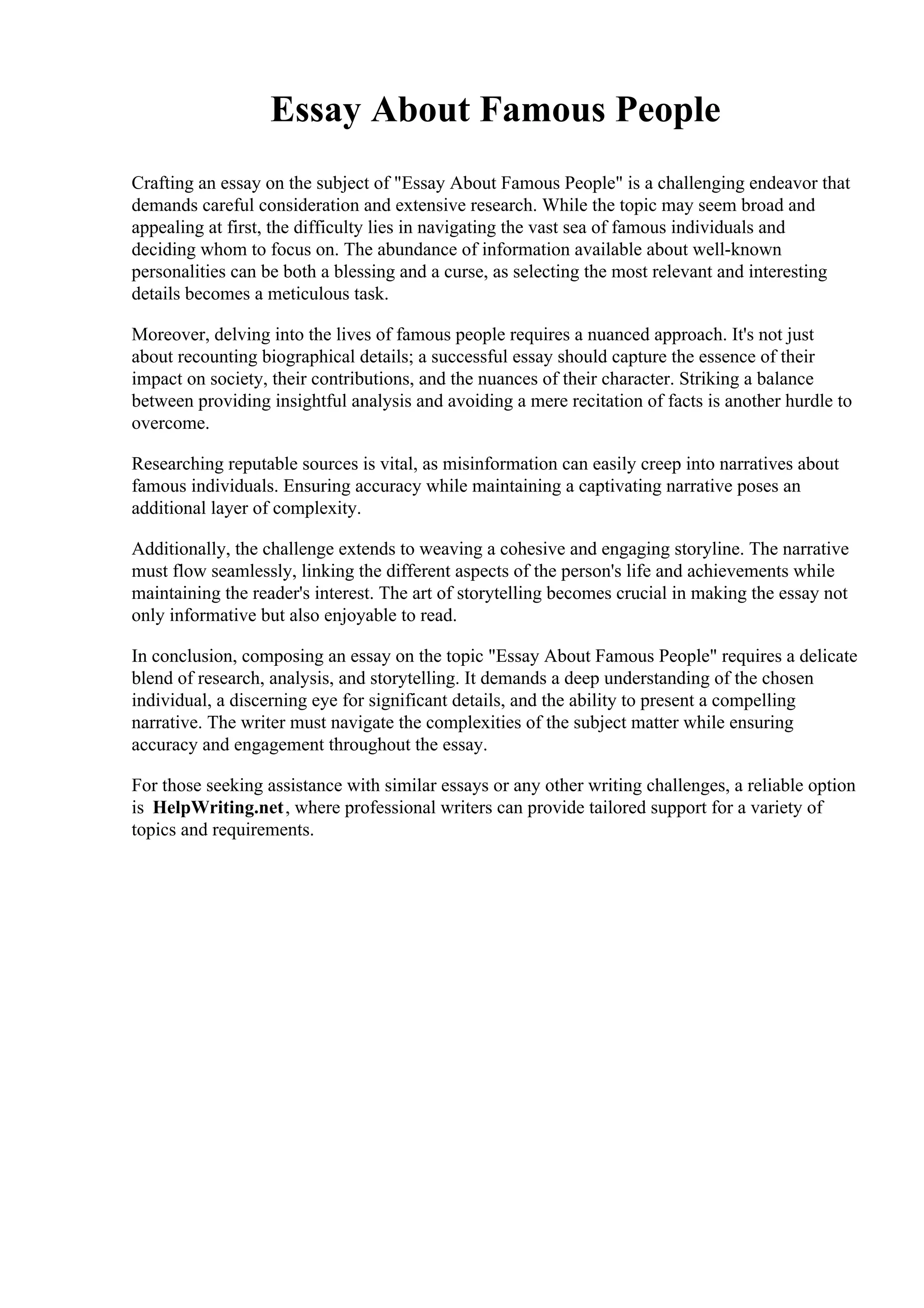 Essay About Famous People | PDF