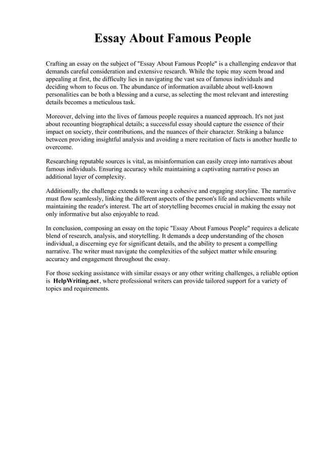 Essay About Famous People | PDF